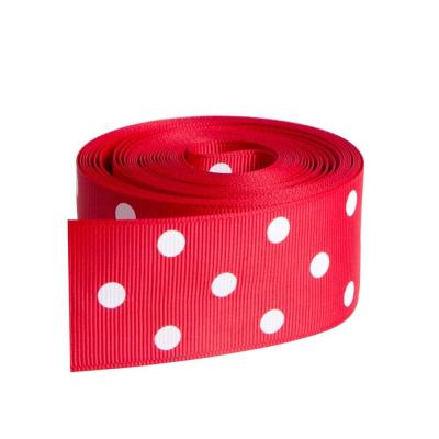 Cina 38 mm poliestere rosa Polka Dot Grosgrain Nastro all'interno di tessuto stampato Tipo Grosgrain in vendita