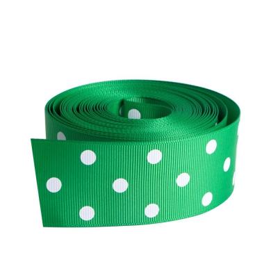 Cina 38 mm poliestere rosa Polka Dot Grosgrain Nastro all'interno di tessuto stampato Tipo Grosgrain in vendita