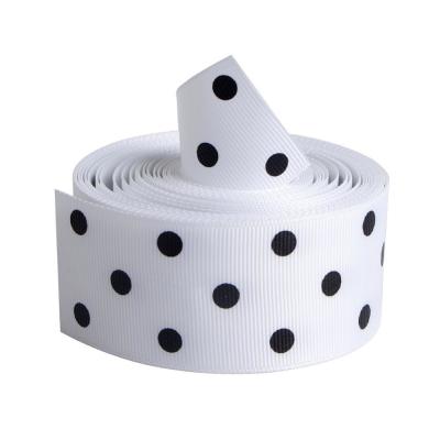 Cina 38 mm poliestere rosa Polka Dot Grosgrain Nastro all'interno di tessuto stampato Tipo Grosgrain in vendita
