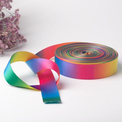 China Dark Rainbow Double Face Satin Ribbon Ons sterkste wasbare lint voor distributie Te koop