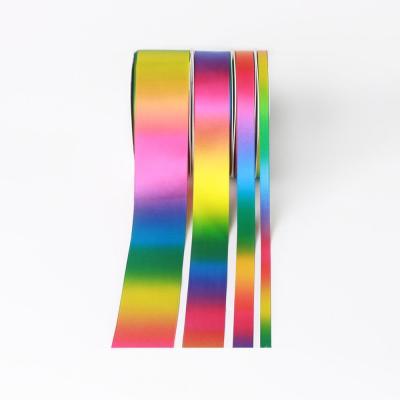 China Dark Rainbow Double Face Satin Ribbon Ons sterkste wasbare lint voor distributie Te koop