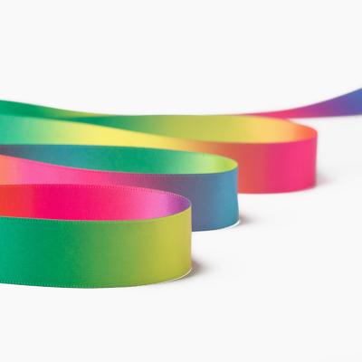 China Dark Rainbow Double Face Satin Ribbon Ons sterkste wasbare lint voor distributie Te koop