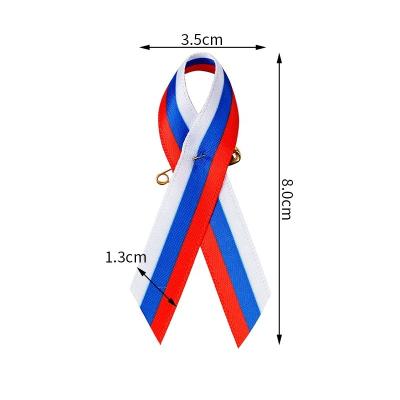 China Customized MSD Love Peace Ribbon Awareness Ribbon with Russian Flag Print and Safety Pin for sale