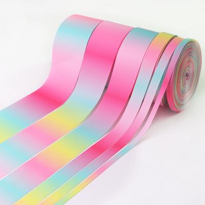 China Custom 50 Yards Rainbow Grosgrain Ribbon for Garment Decoration in Red and Blue for sale
