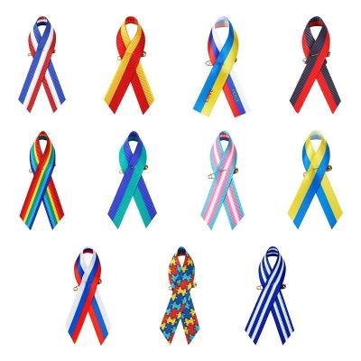 China Customized MSD Love Peace Ribbon Awareness Ribbon with Russian Flag Print and Safety Pin for sale