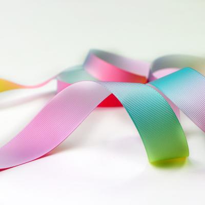 China Custom 50 Yards Rainbow Grosgrain Ribbon for Garment Decoration in Red and Blue for sale