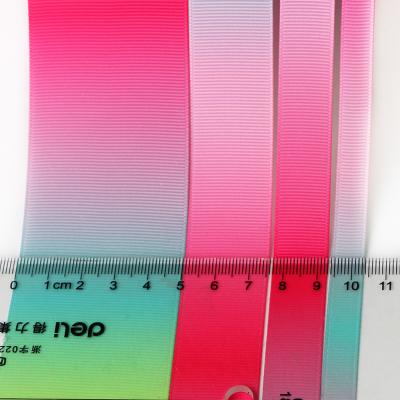 China Custom 50 Yards Rainbow Grosgrain Ribbon for Garment Decoration in Red and Blue for sale