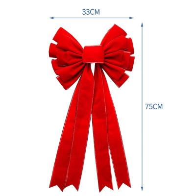 33cm*75cm Customized Chinese Red Velvet Christmas Ribbon Bow for Wedding Decoration
