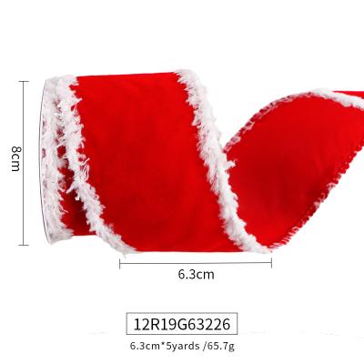 中国 63MM ユート/ポリエステル スノー・ブーラップ リボン ギフト用 MSD ホワイト フレンズ ワイヤード クリスマス 販売のため