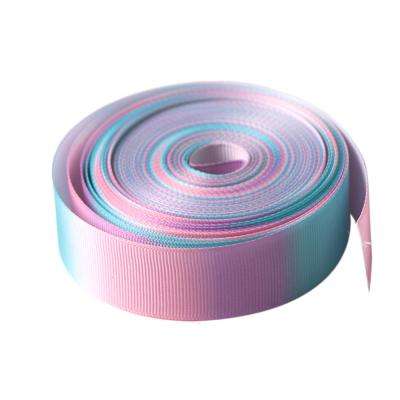 China Multicolore verpakkingsontwerper Grosgrain Cinta lintjes met regenboogpatroon op prijzen Te koop