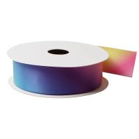 China Personalized Gradient Rainbow Colors Satin Printed Ribbons with Customized Patterns for sale