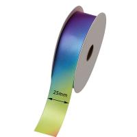 China Personalized Gradient Rainbow Colors Satin Printed Ribbons with Customized Patterns for sale
