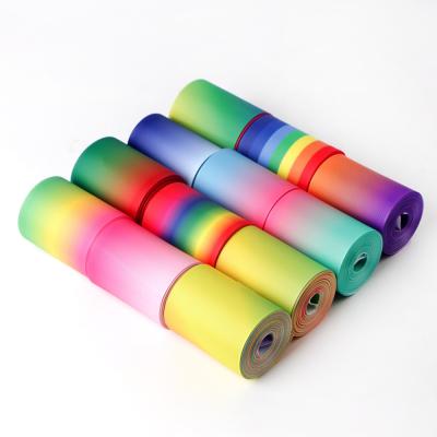 China 3 inch 75mm Eco Friendly Decorative Rainbow Grosgrain Ribbons met 196 kleuren Te koop