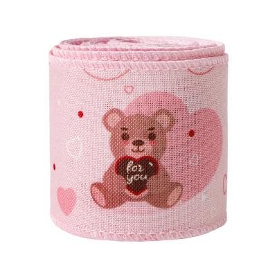 China Kerstversiering 63mm Draadband met Sweet Bear Print Draadband Te koop