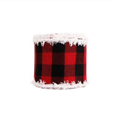 China 63MM MSD Christmas Wired Burlap Ribbon with Snow and Candy Print Create Festive Decor for sale