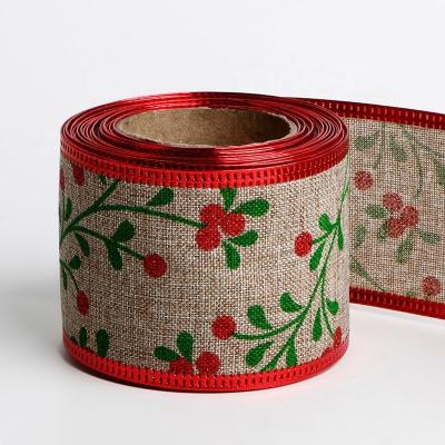 China Personalisieren Sie Ihren Weihnachtsbaum mit Jute-/Polyester-Burrlap-Band zu verkaufen