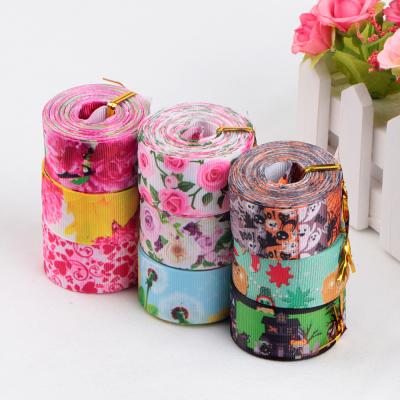 Cina Tipo di tessuto Grosgrain Nastro floreale in poliestere personalizzato con logo stampato in vendita