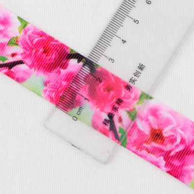 Cina Tipo di tessuto Grosgrain Nastro floreale in poliestere personalizzato con logo stampato in vendita