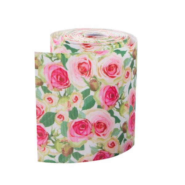 Quality Thermal Transfer Print 3 Inch Grosgrain Ribbon By The Yard Single Face Rose for sale