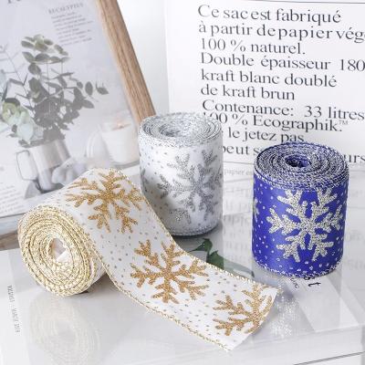 Cina Decorazione natalizia fai da te MSD nastri 63mm Gold Glitter Nastro con bordo cablato in vendita
