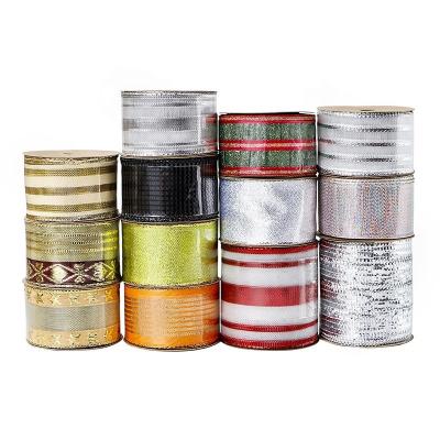 中国 MSD 63mm ワイヤエッジ リボン 祝日飾り ギフト 梱包 ロール/セット 祭り 祝い 販売のため