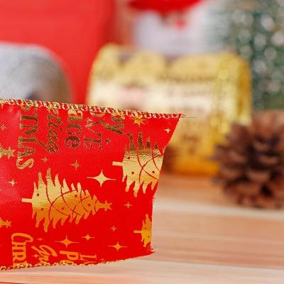 Cina Nastro MSD Decorazione natalizia Nastro satinato con modello natalizio dorato in vendita