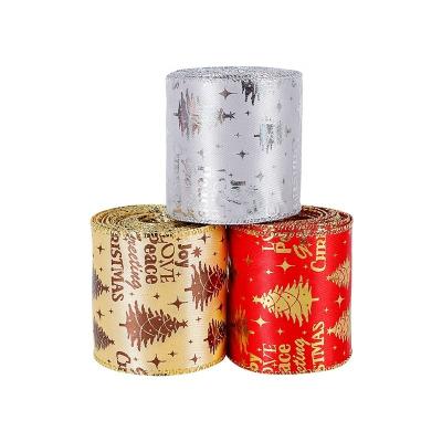 Cina Nastro MSD Decorazione natalizia Nastro satinato con modello natalizio dorato in vendita