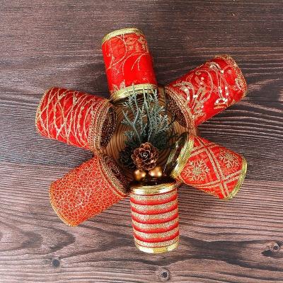 China Voorbeeld Gratis Organza Ribbon Met Sequins Kerst Ribbon Gelukkig Kerstmis Te koop