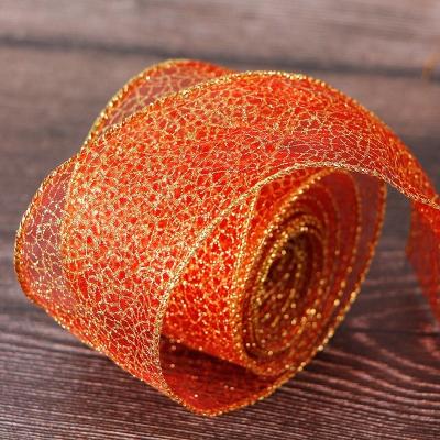 China Voorbeeld Gratis Organza Ribbon Met Sequins Kerst Ribbon Gelukkig Kerstmis Te koop