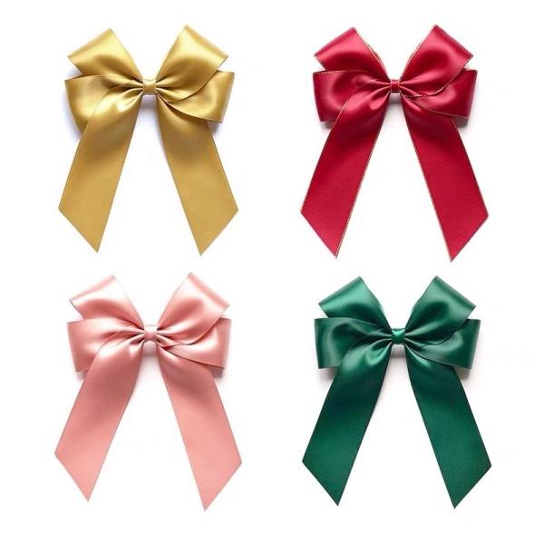 Quality Red Pre-tied Satin Ribbon Bow for Gift Box Packing MSD Customized Self Adhesive Bow for sale