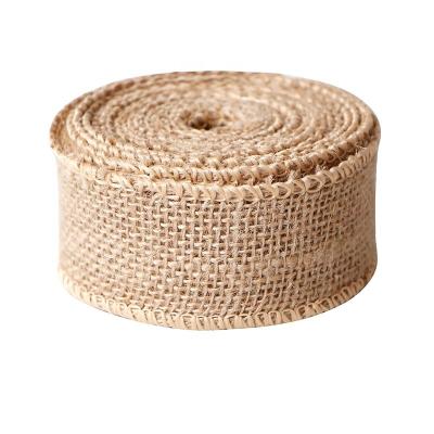 China Kerstfeest Burlap Stof Draadband 100% Natuurlijke Jute Craft Ribbon 25mm Te koop