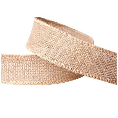 Cina Casata di Natale nastro con filo in tessuto di burlap 100% giuta naturale nastro artigianale 25mm in vendita