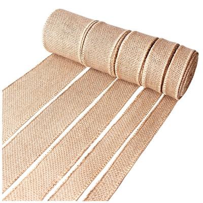 Cina Casata di Natale nastro con filo in tessuto di burlap 100% giuta naturale nastro artigianale 25mm in vendita