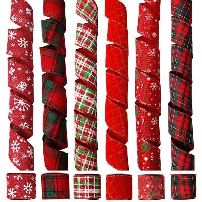 China Druckte Draht-Burlap-Bänder für Weihnachtsgeschenke von MSD Ribbon 2,5 Zoll zu verkaufen