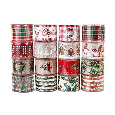 China 6 yardas de Navidad con alambre de borde de la cinta de barro de 2,5 pulgadas para la decoración de la artesanía de Navidad en venta