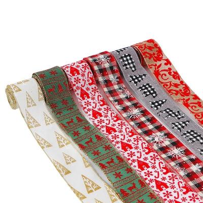 Cina Double Face Style MSD 6.3cm Wire Edge Natural Jute Burlap Ribbon Rolls per la decorazione dell'imballaggio dei regali di Natale in vendita