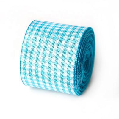 Cina Nastro di polyester Gingham Nastro a piastrelle larghe da 38 mm per l'involucro di capelli e artigianato in vendita