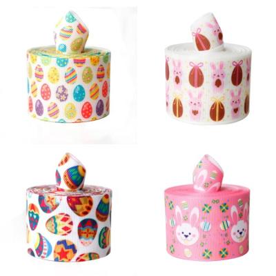 China Gift Wrapping Must-Have 3.8cm Double Face Easter Bunny Ribbon with Cute Cartoon Print for sale