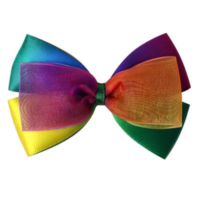 Cina Capelli di Natale per ragazze Accessori a arco con nastro satinato arcobaleno e materiale organza in vendita