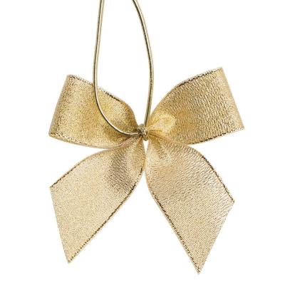 Cina 8cm metallic gold ribbon bow per decorazioni artigianali 100% poliestere design elegante in vendita