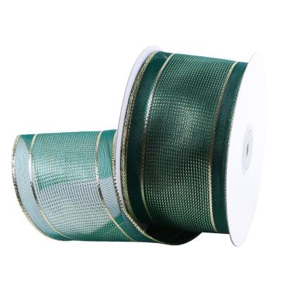 China Organza Ribbon Wire Edge Christmas Ribbon 38mm and 63mm for Personalized Gift Wrapping for sale