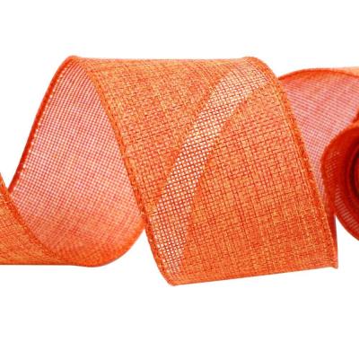 China Eco-Friendly Wire Burlap Ribbon Perfect for Customers' Requirements and Holiday Crafts for sale