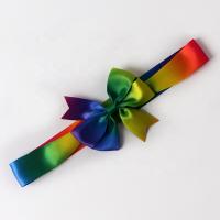 China Gift Packaging Elastic Ribbon Bow with Pre-Tied Loop and Rainbow Pattern for sale