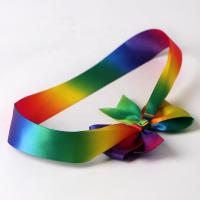 China Gift Packaging Elastic Ribbon Bow with Pre-Tied Loop and Rainbow Pattern for sale