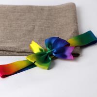 China Gift Packaging Elastic Ribbon Bow with Pre-Tied Loop and Rainbow Pattern for sale