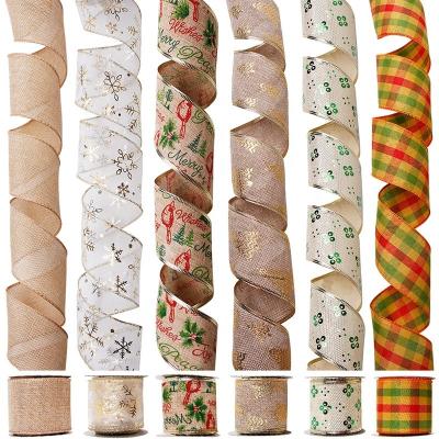 China 2-1/2 inch Wired Edge Organza Ribbon voor Kerstkrans Decoratie OEM Op maat Te koop