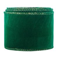 Quality Printed Velvet Wired Edge Ribbon for Red Green Craft Fabric Wrapping at for sale