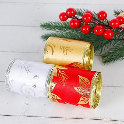 Cina Alta tenacia filo d'oro bordo nastro satinato con oro Natale Disegno regalo decorazione in vendita