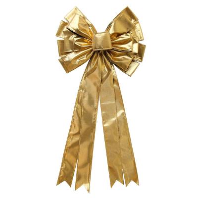 Cina Arco a nastro d'oro rosso fatto a mano Jumbo Burlap Ghirlanda di Natale Arco perfetto per matrimoni in vendita