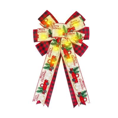 China 15cm*15cm MSD Christmas Tree Decorative Large Burlap Bows With Colored Lamp Ribbon bow for sale